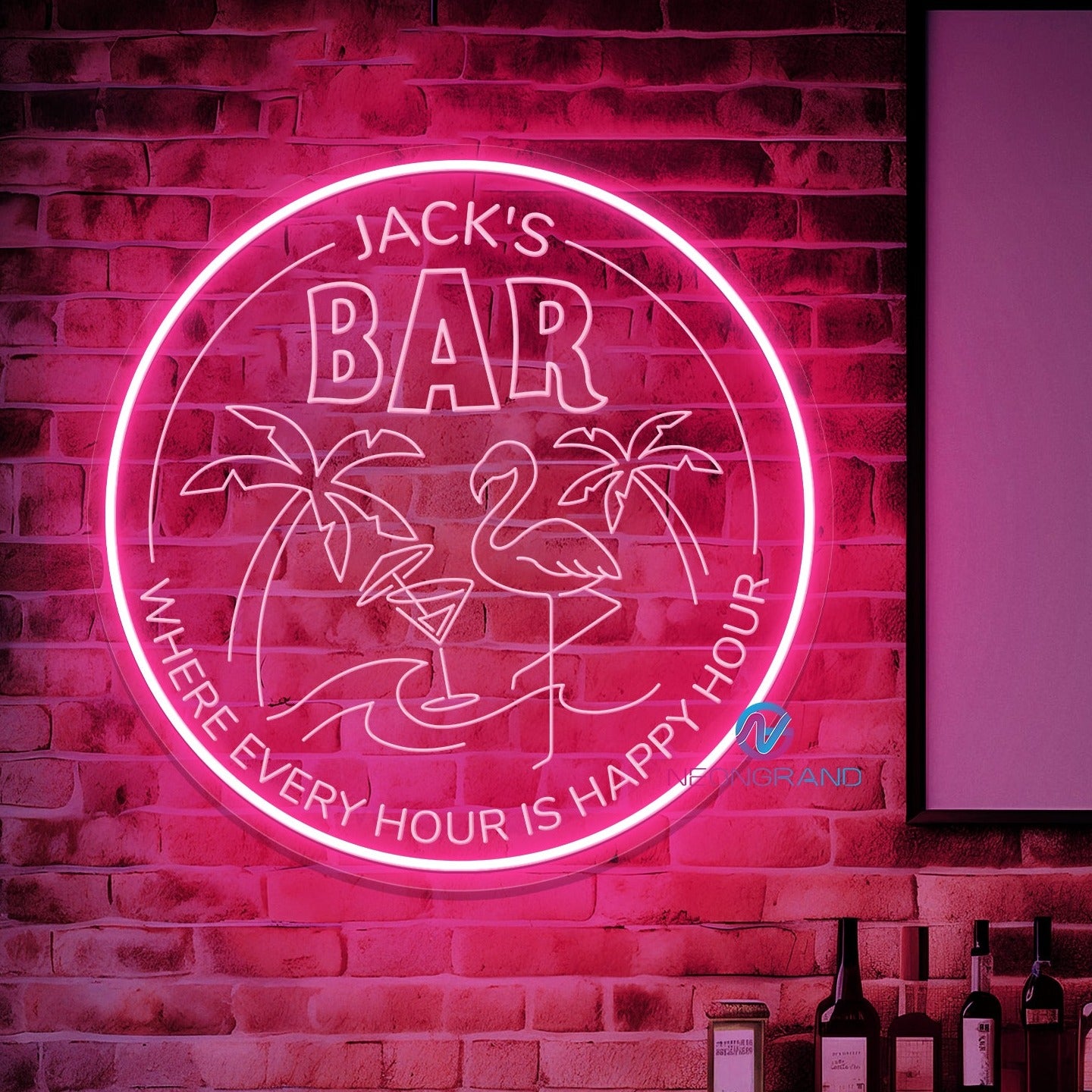 Flamingo Bar Neon Sign Custom Name Led Light Neongrand