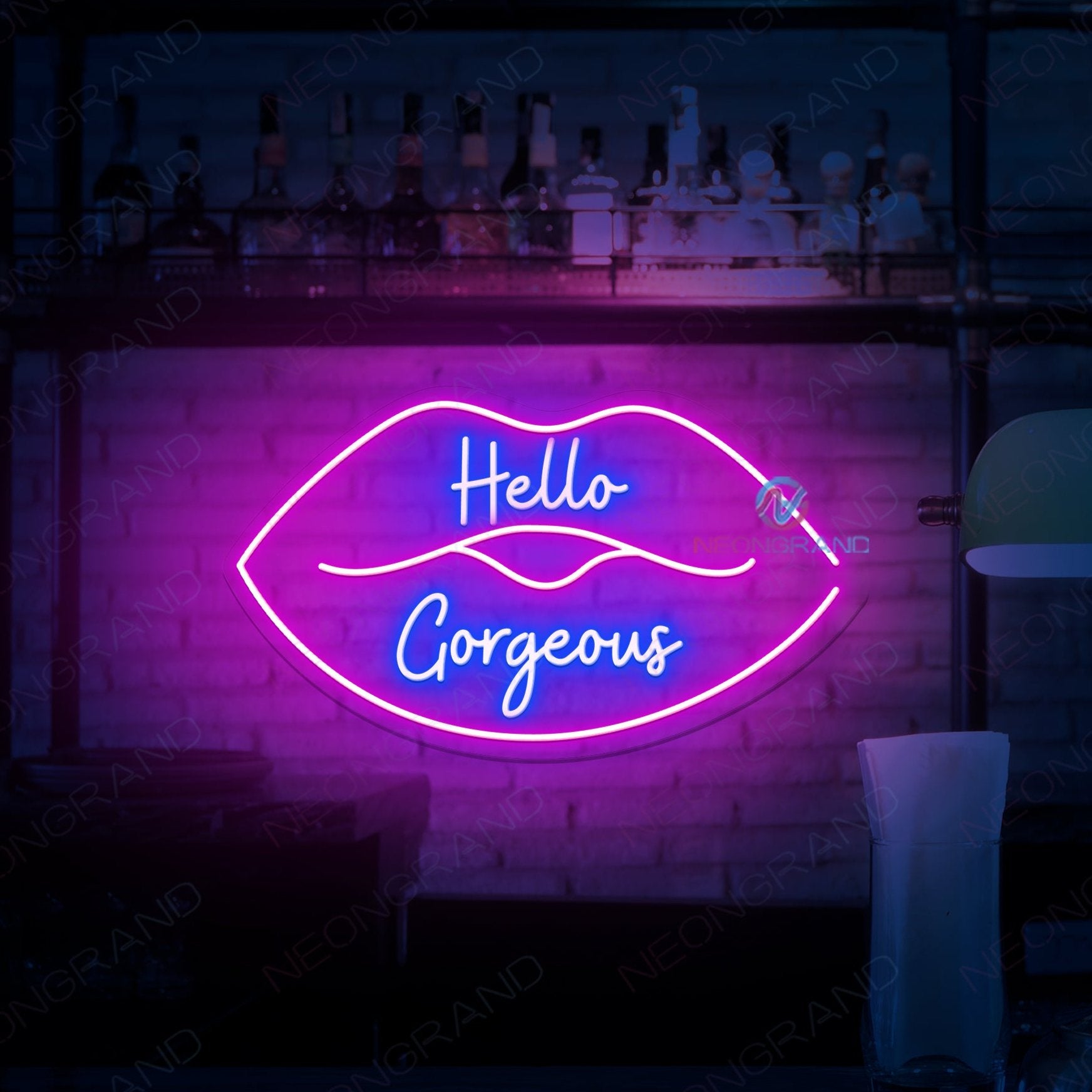Hello Gorgeous Neon Sign Large Bar Led Light Neongrand