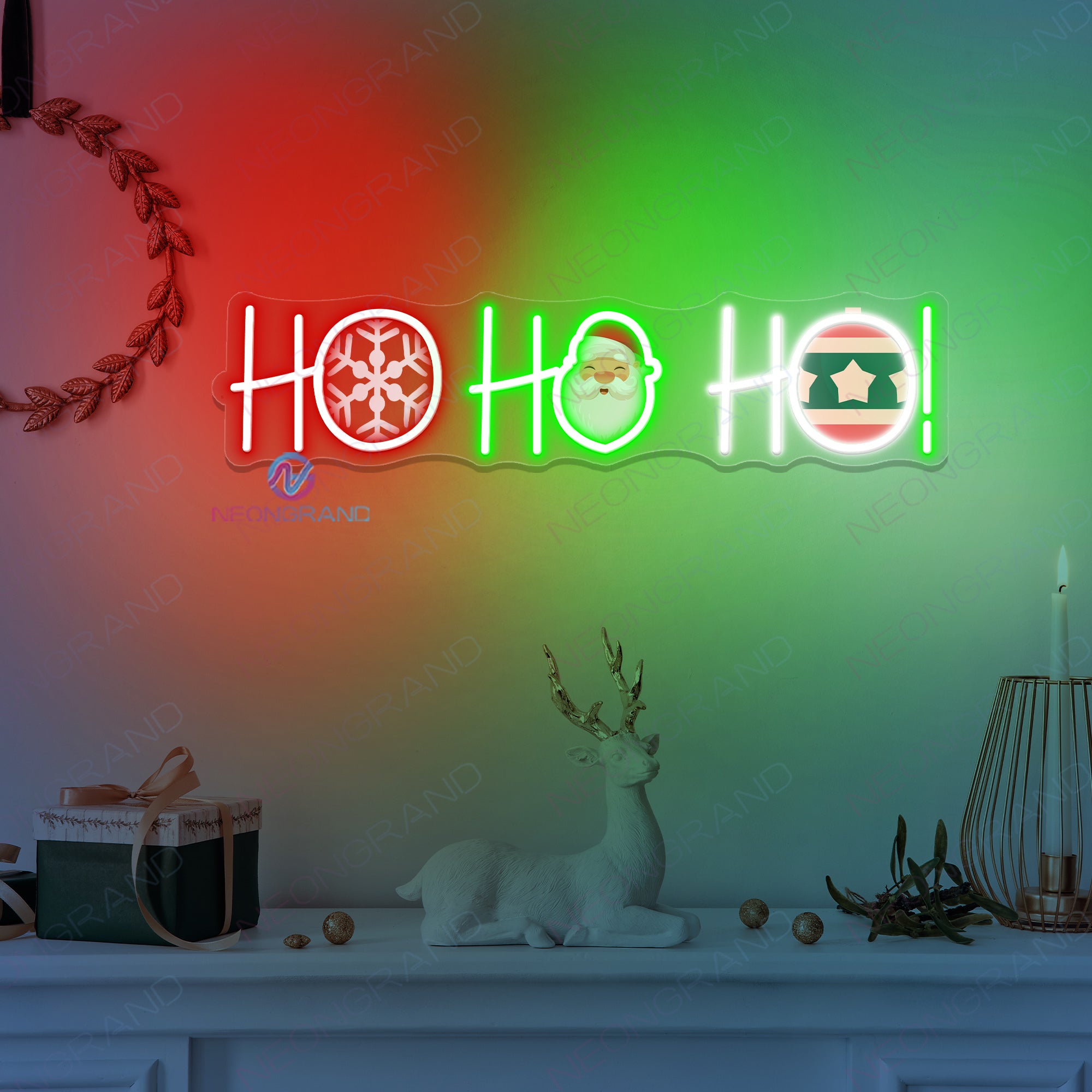 Ho Ho Ho Neon Sign Christmas UV Printed Led Light Up - NeonGrand