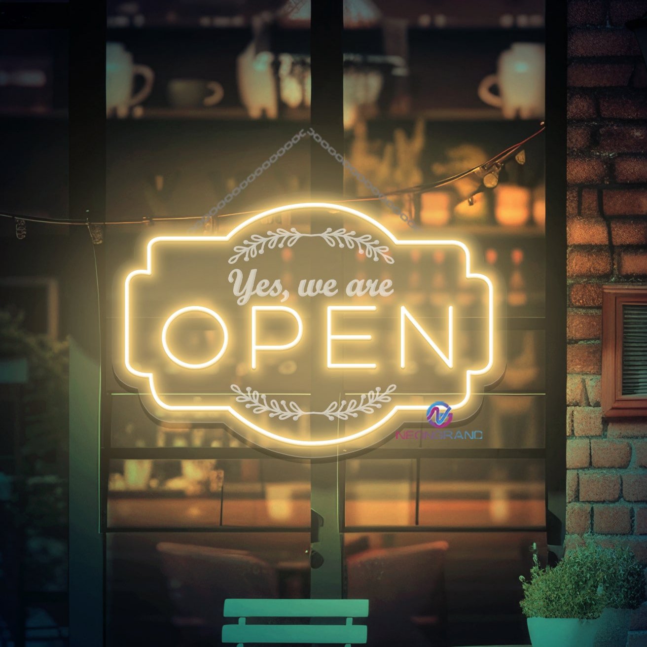 Yes We Are Open Engraved Storefront Led Light - NeonGrand