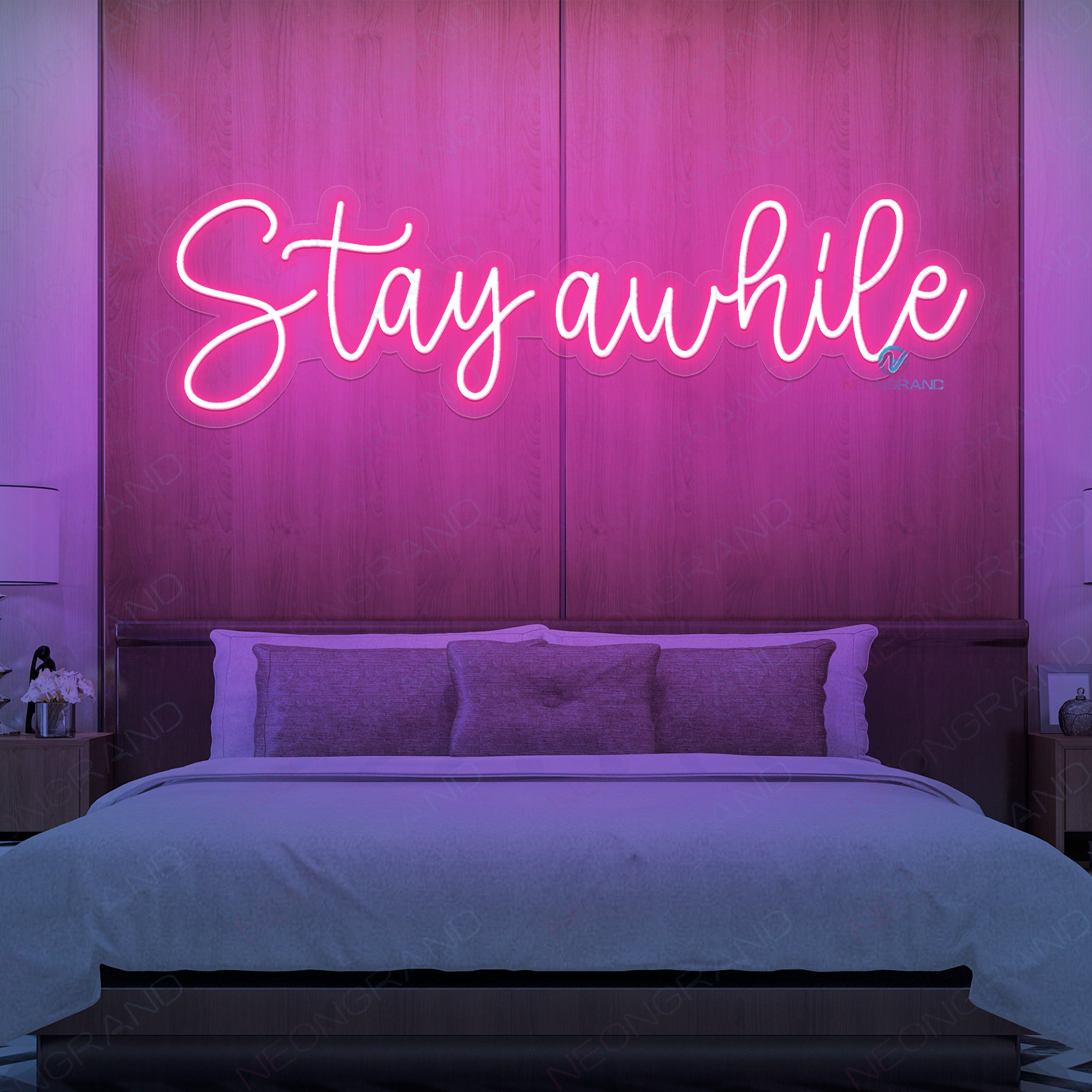 Stay Awhile Neon Sign Led Word Light - NeonGrand
