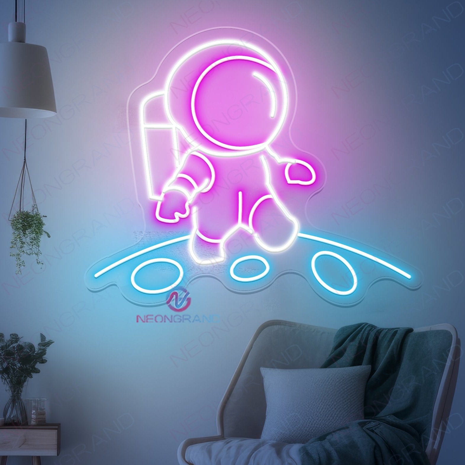 Astronaut Neon Sign Moon Led Light - NeonGrand
