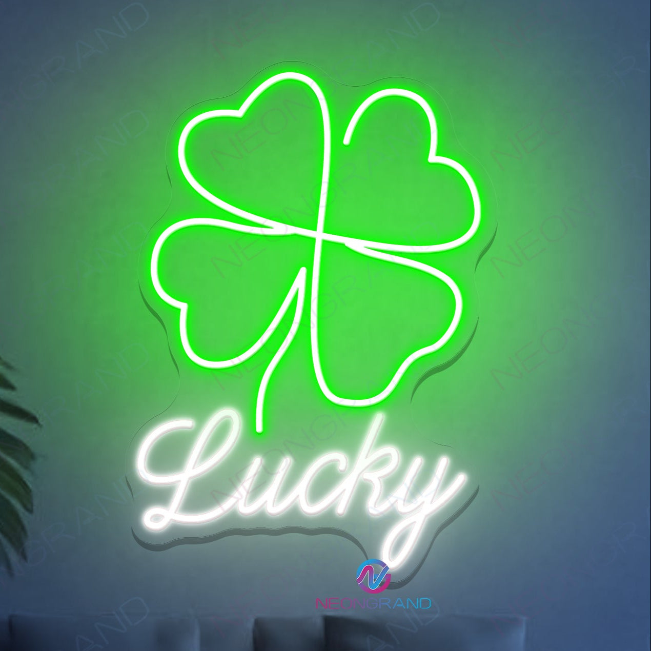 Clover Neon Sign Lucky Leaf Patrick Day Led Light - NeonGrand