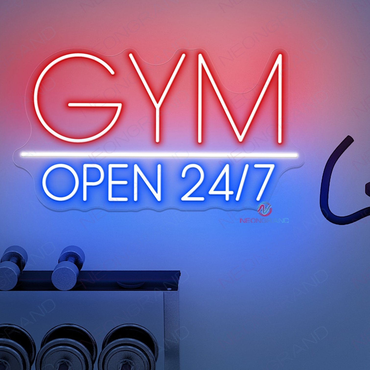 Gym Open 24/7 Neon Sign Fitness Led Light - NeonGrand