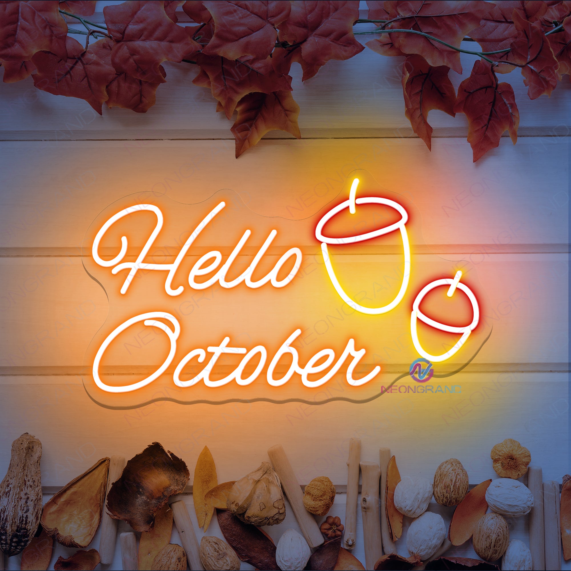 Hello October Neon Sign Led Word Lights - NeonGrand