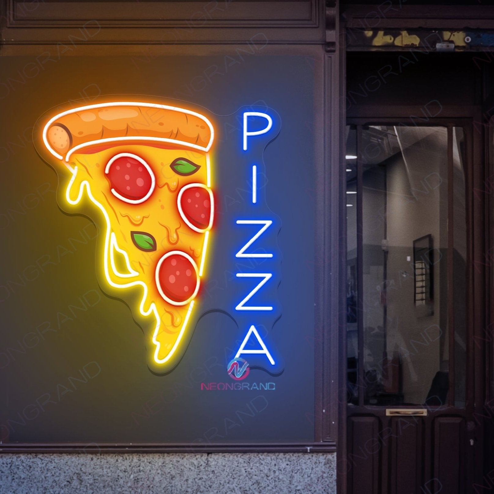 Pizza Neon Sign UV Printed Vertical LED Light - NeonGrand