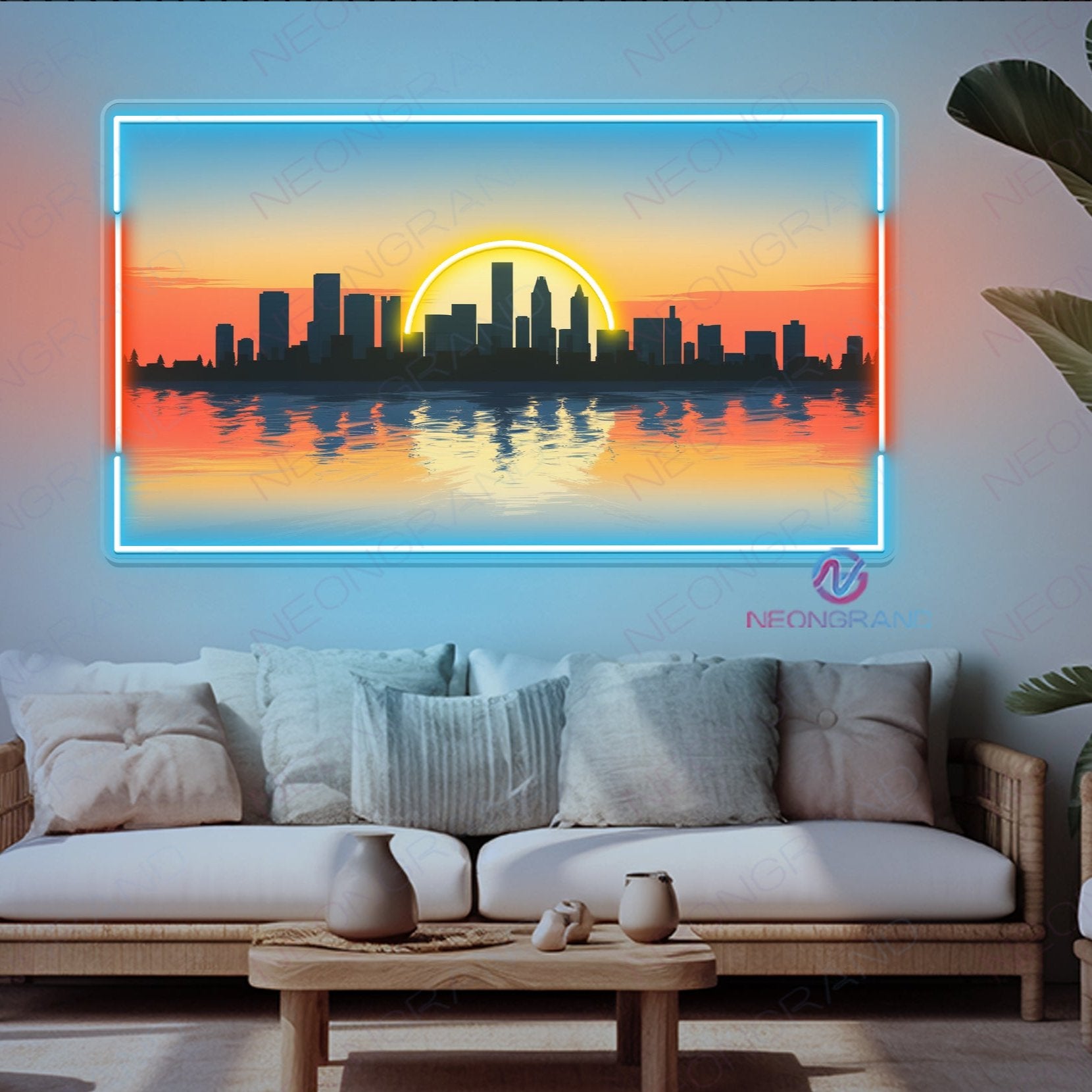 Sunset Artwork Neon Sign City Led Light - NeonGrand