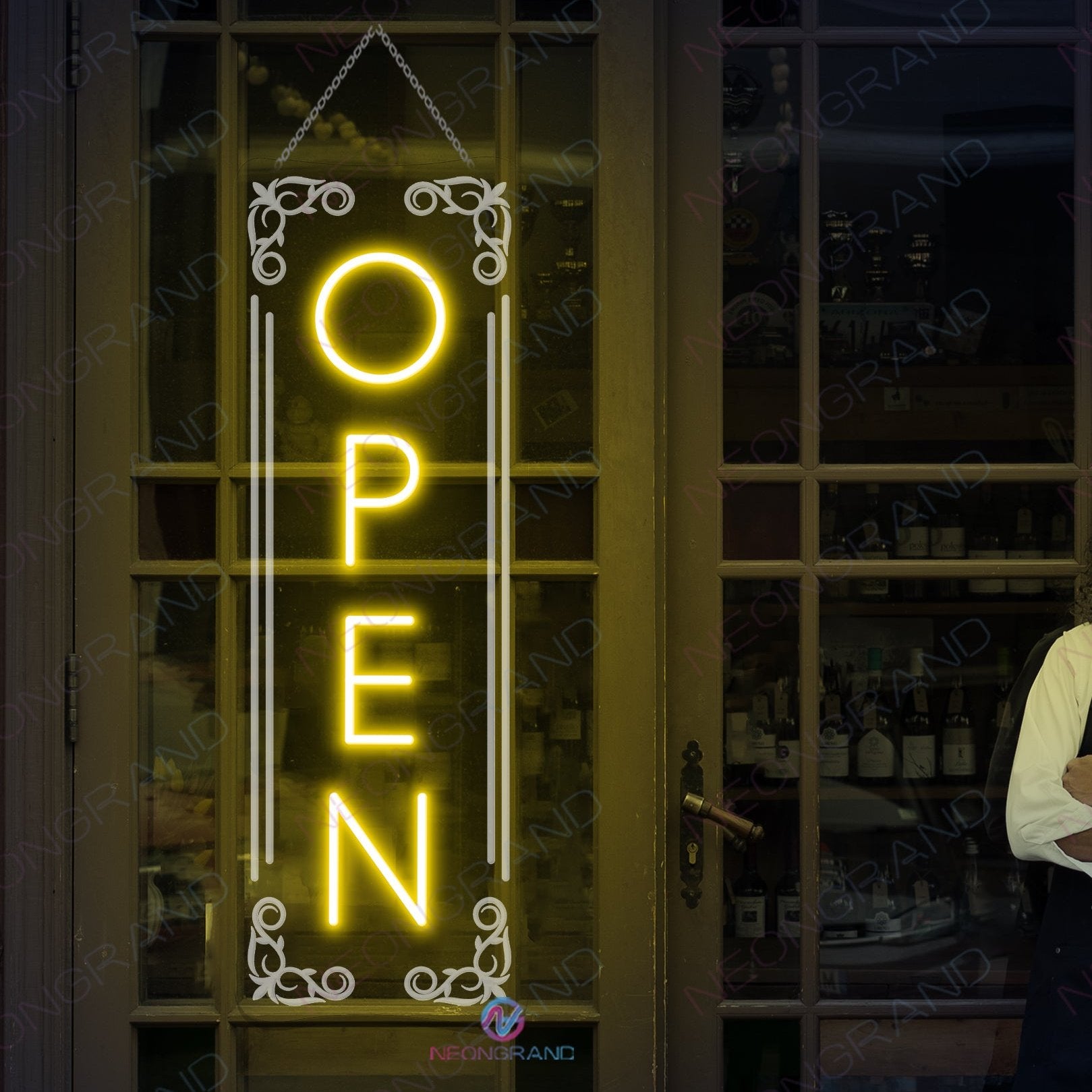 Vertical Open Neon Sign 3D Engraving LED Light - NeonGrand