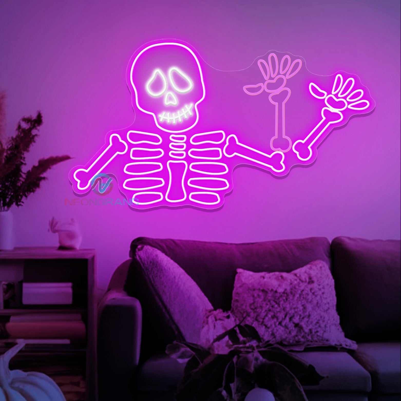 Waving Skeleton Neon Sign Halloween Led Light - NeonGrand