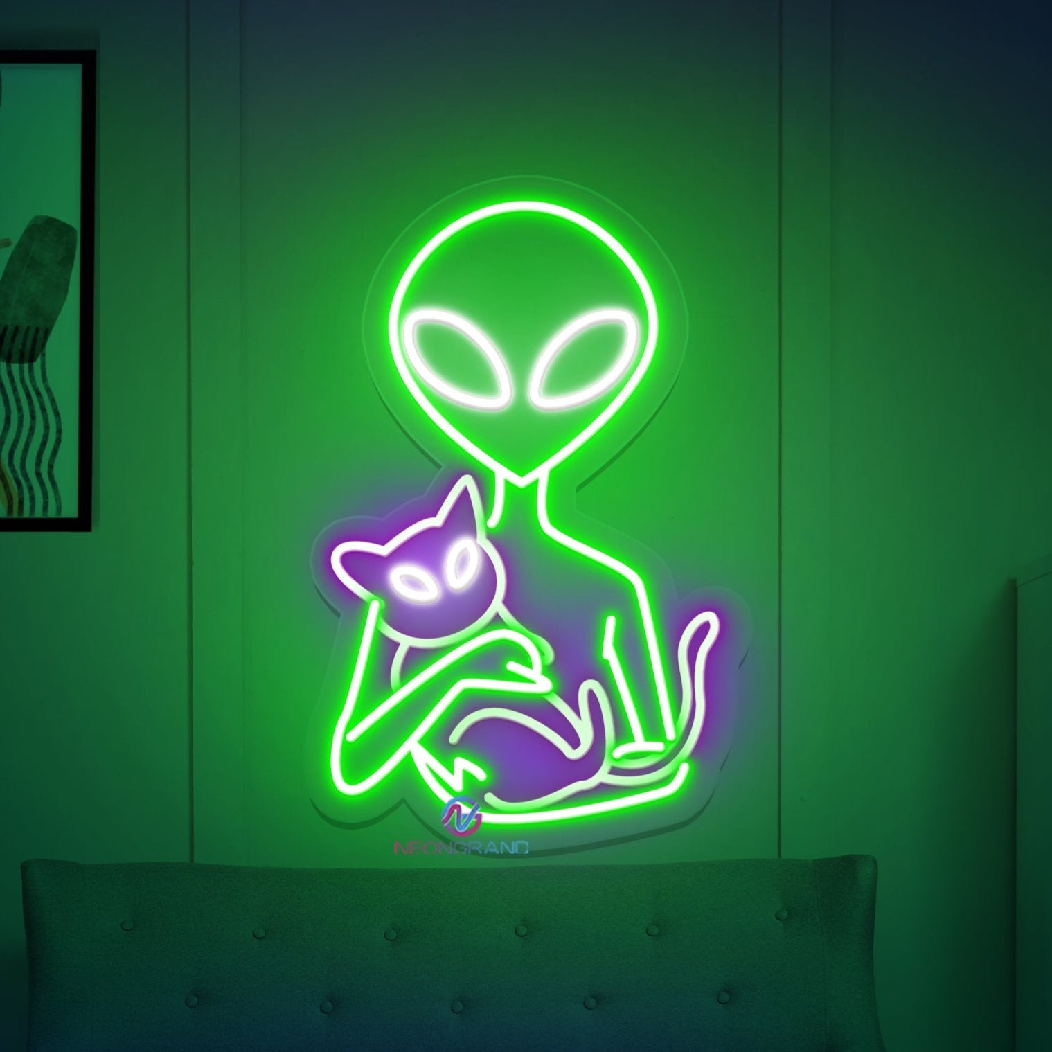Alien Neon Sign Cool Cat Led Light - NeonGrand