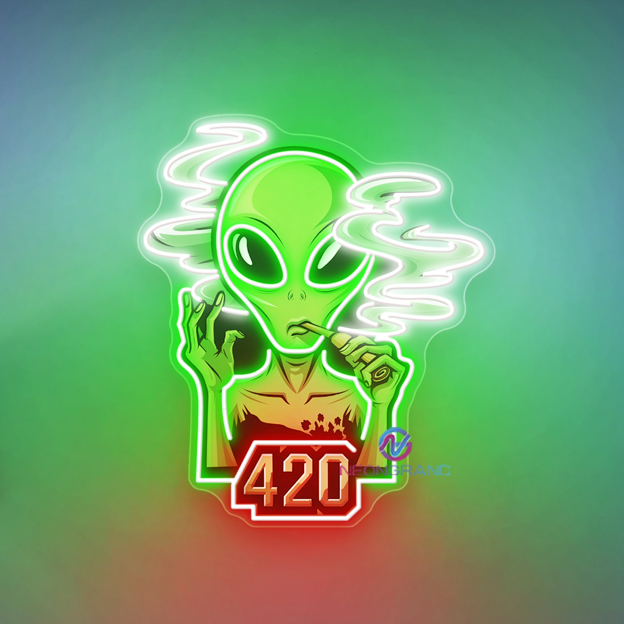 Weed Neon Sign Alien 420 LED Light UV-Printing - NeonGrand