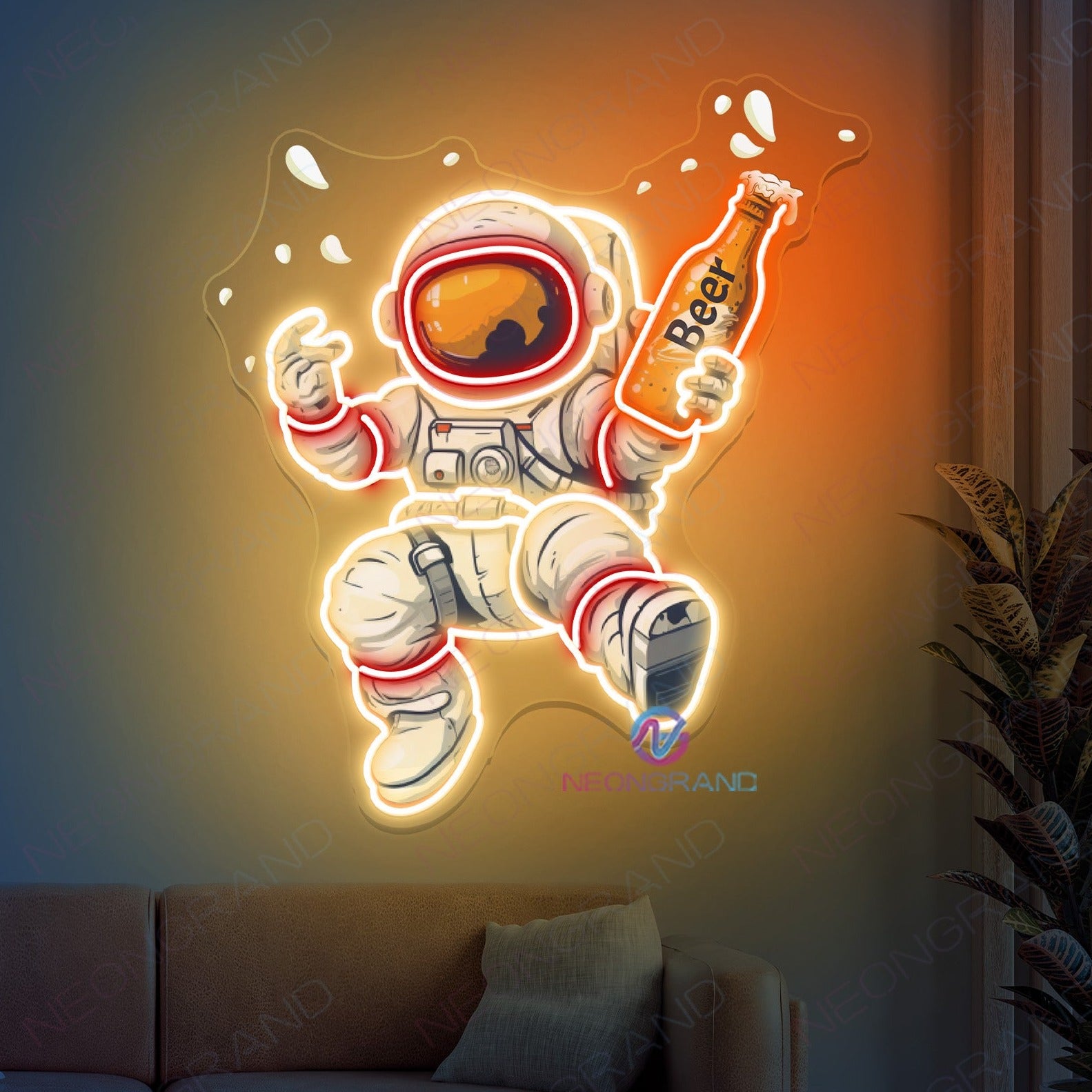 Astronaut Beer Bottle Neon Sign Led Light - NeonGrand