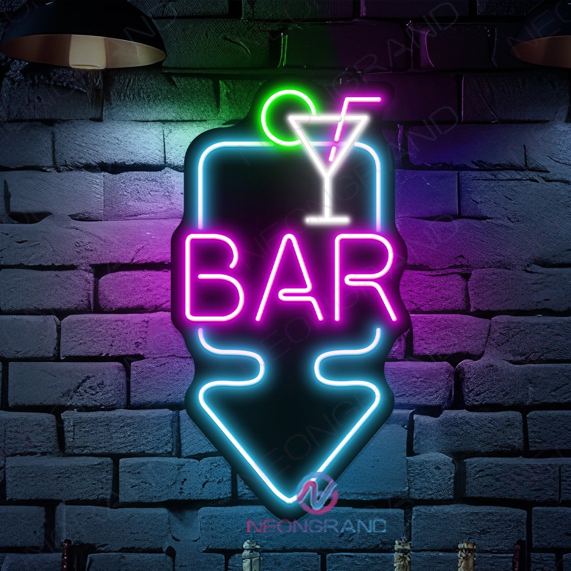 Bar Neon Sign Black Acrylic Board Arrow Led Light - NeonGrand