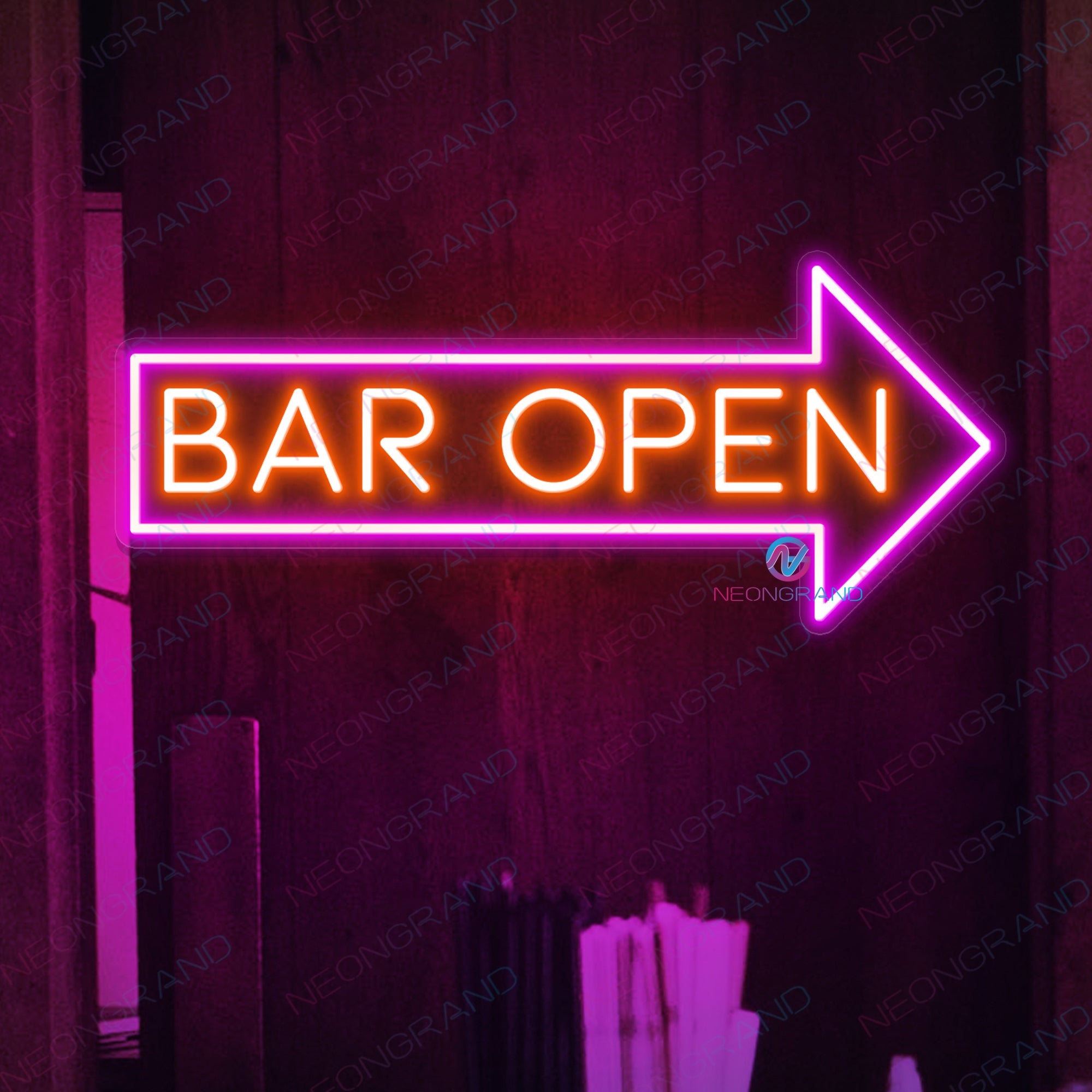 Bar Open Arrow Neon Sign Led Light - NeonGrand