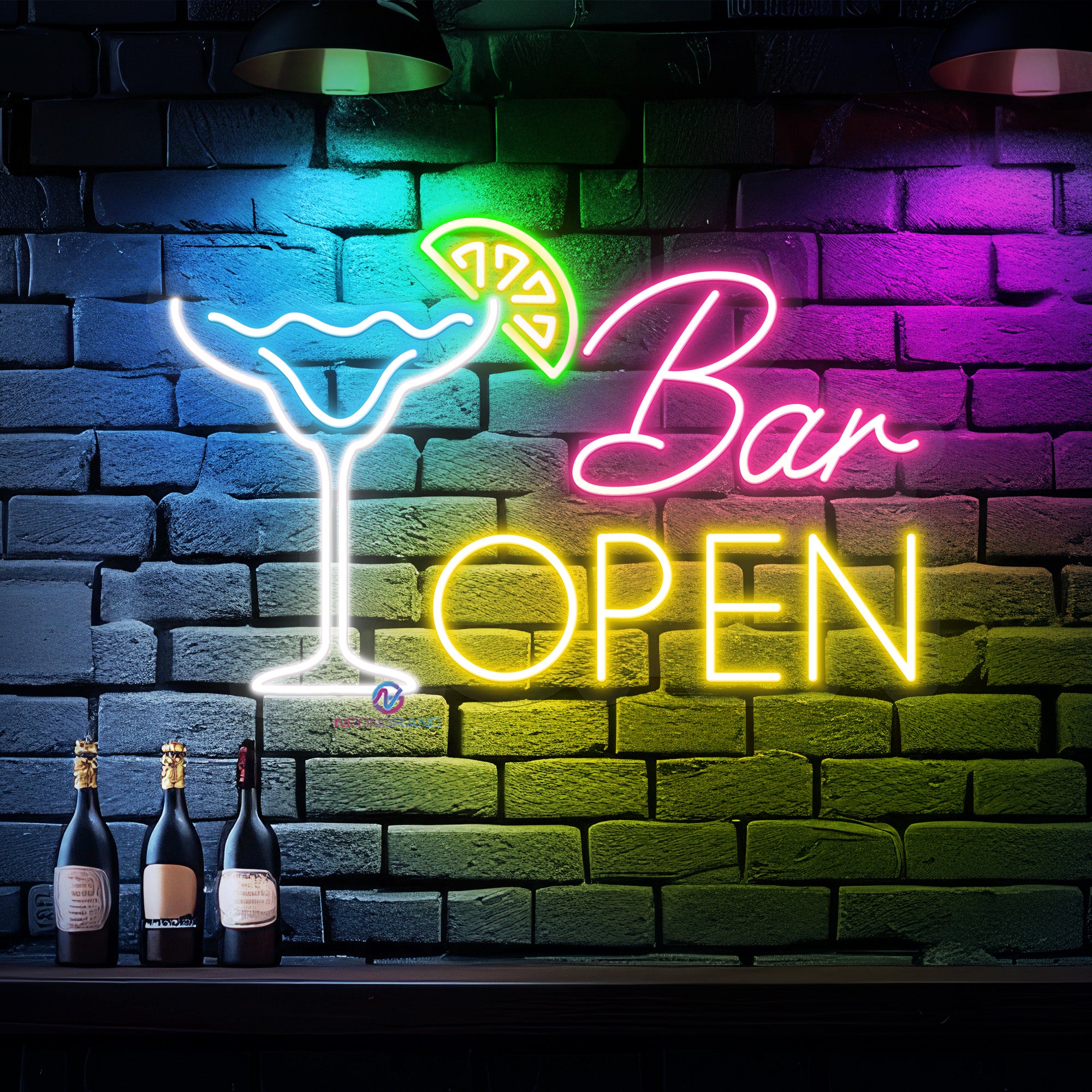Bar Open Neon Sign Lemon Cocktail Led Light - NeonGrand