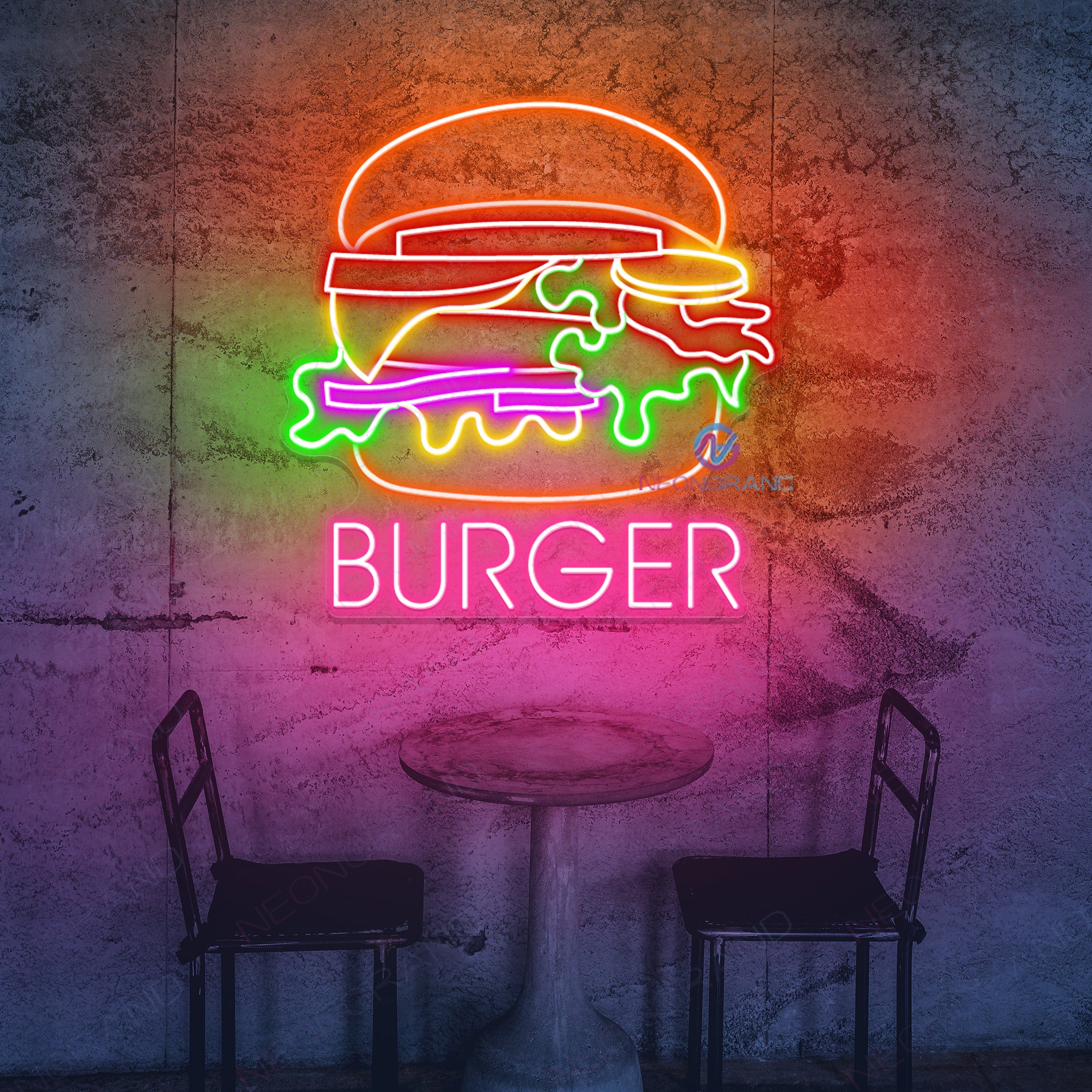 Burger Neon Light Kitchen Led Sign - NeonGrand