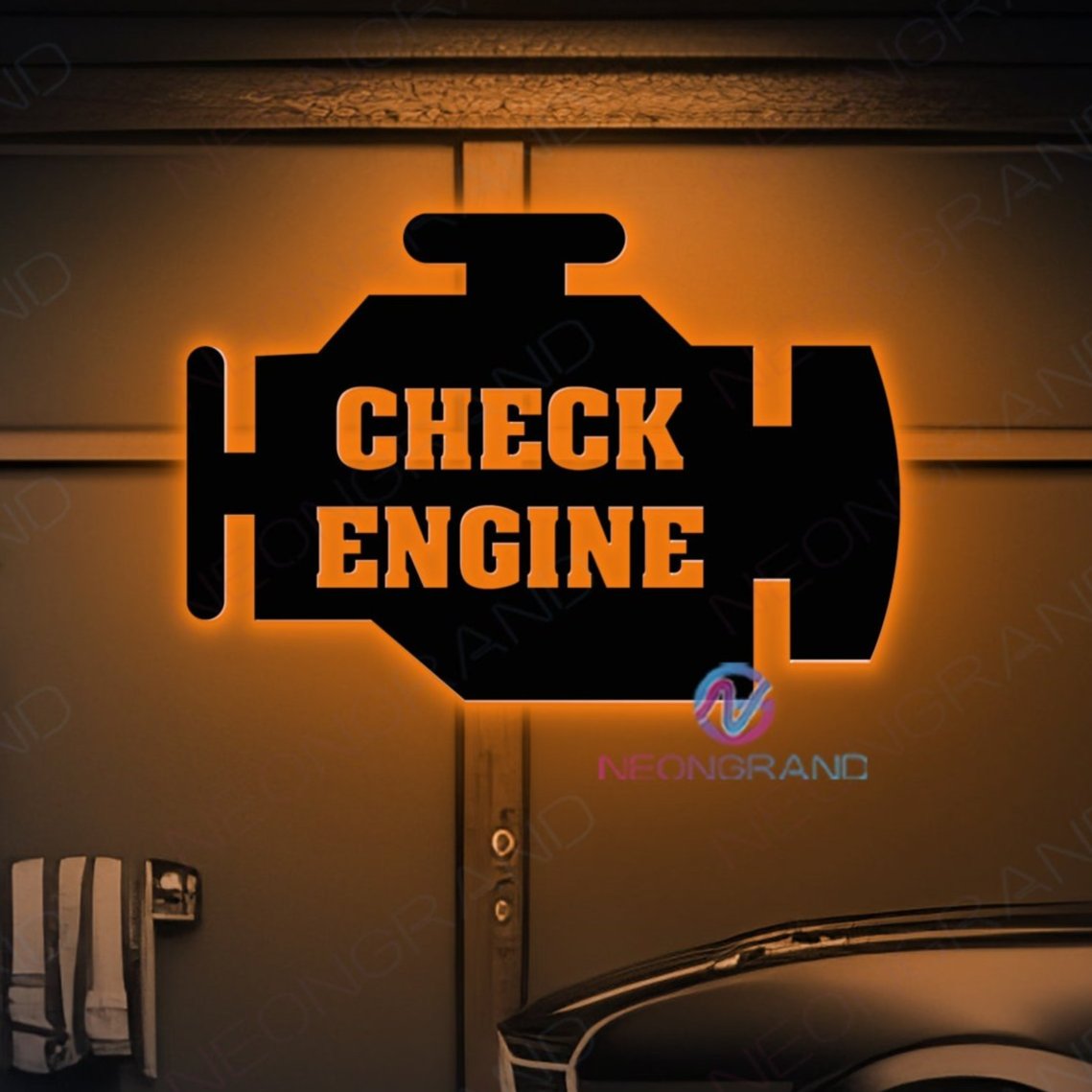 Check Engine Neon Sign Metal Garage Led Light - NeonGrand