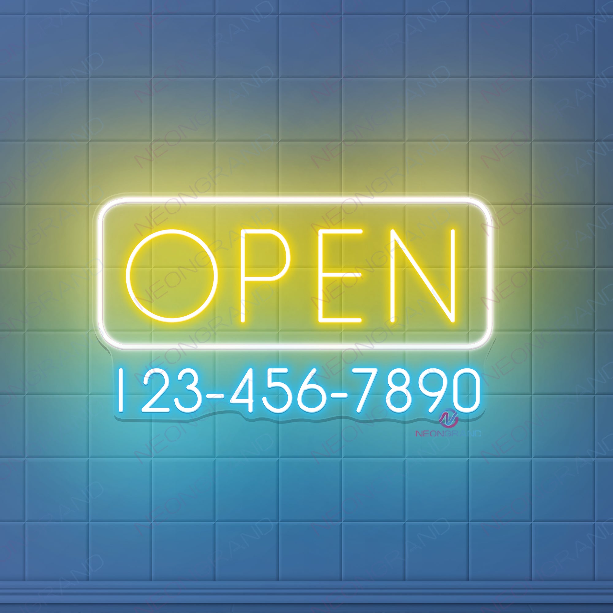 Custom Phone Number Neon Sign Open Led Light - NeonGrand