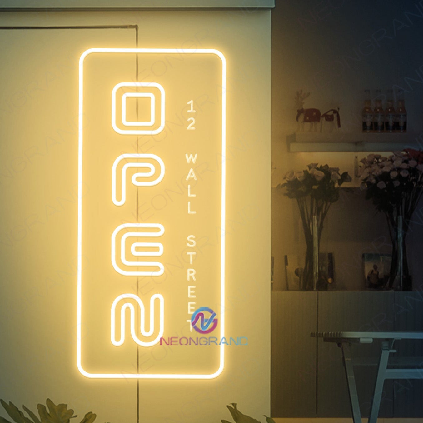 Vertical Open Neon Sign Custom House Number Light - NeonGrand