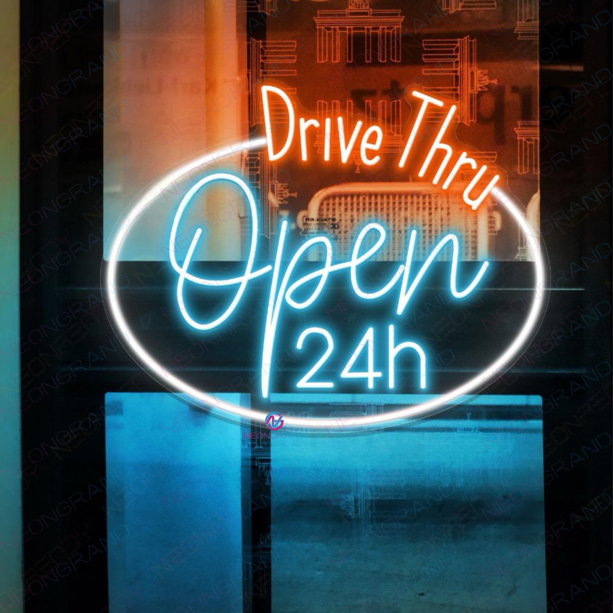 Drive Thru Open 24H Neon Sign Business Led Light - NeonGrand
