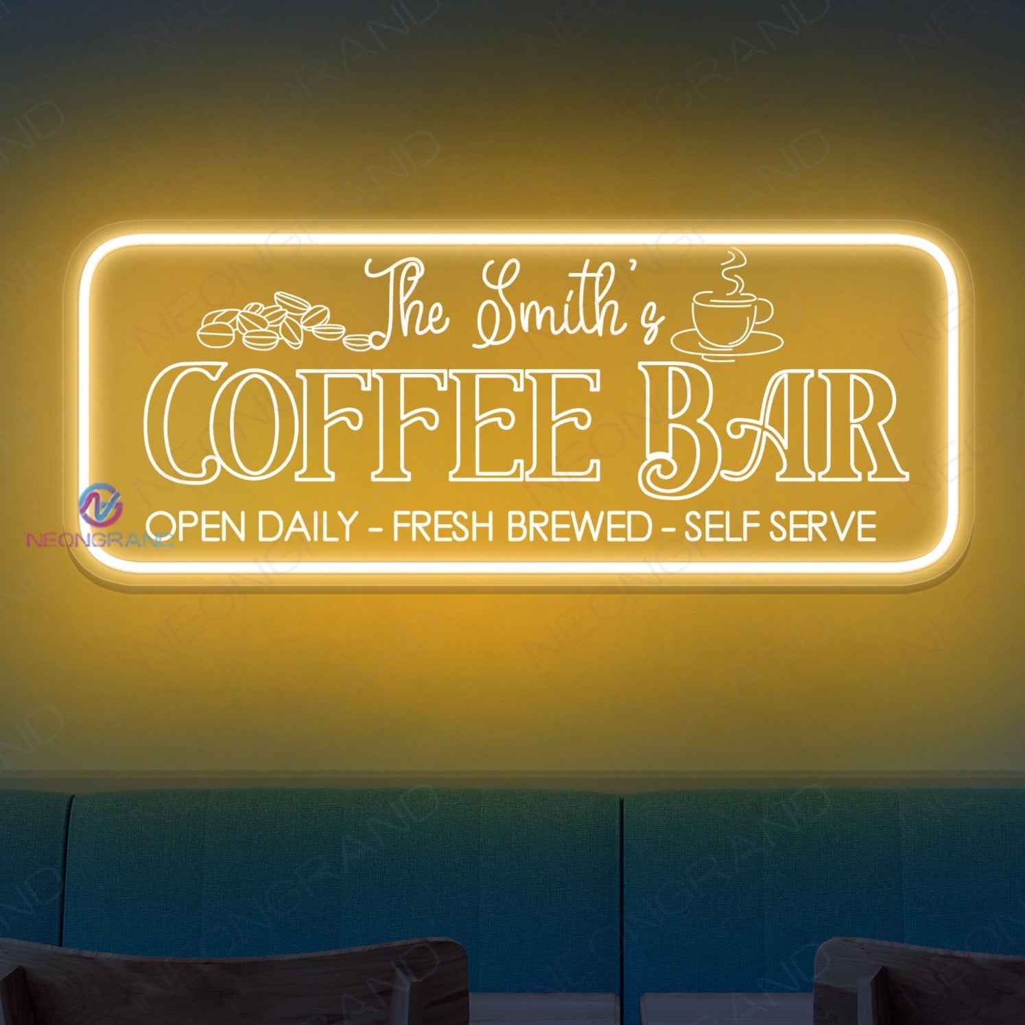 Custom Name Coffee Bar Neon Sign 3D Engraving Business Led Light ...