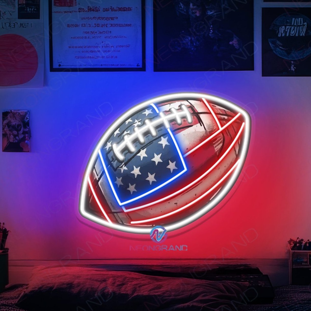Football Neon Sign UV-Printing LED Light Game - NeonGrand