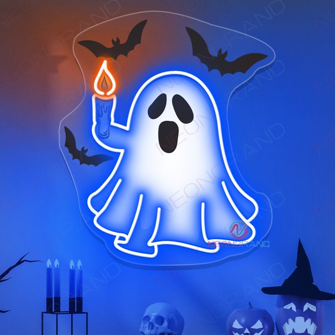 Ghost Neon Sign Neon Halloween UV Printed Led Light - NeonGrand