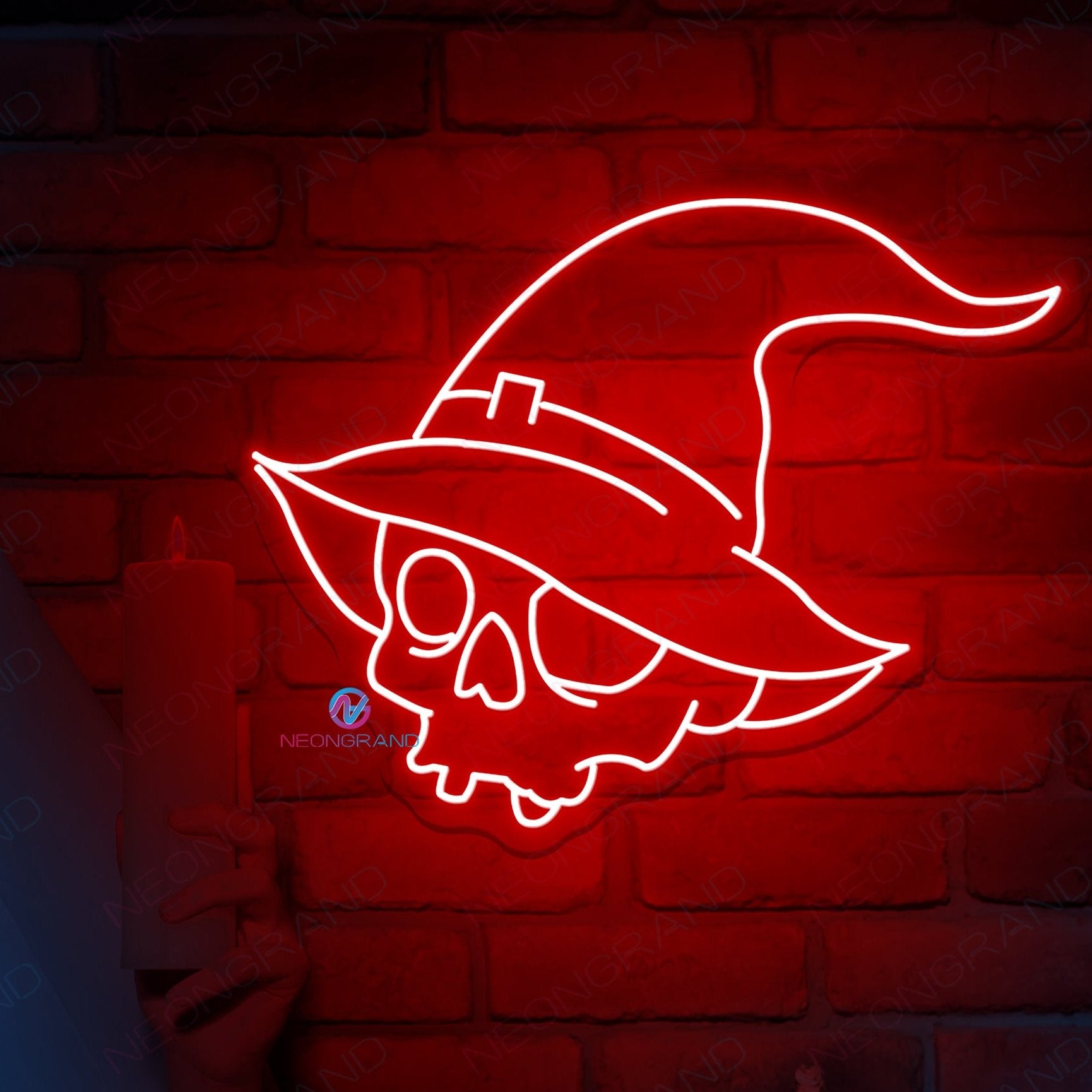 Halloween Neon Light Magic Hat Skull Led Sign - NeonGrand