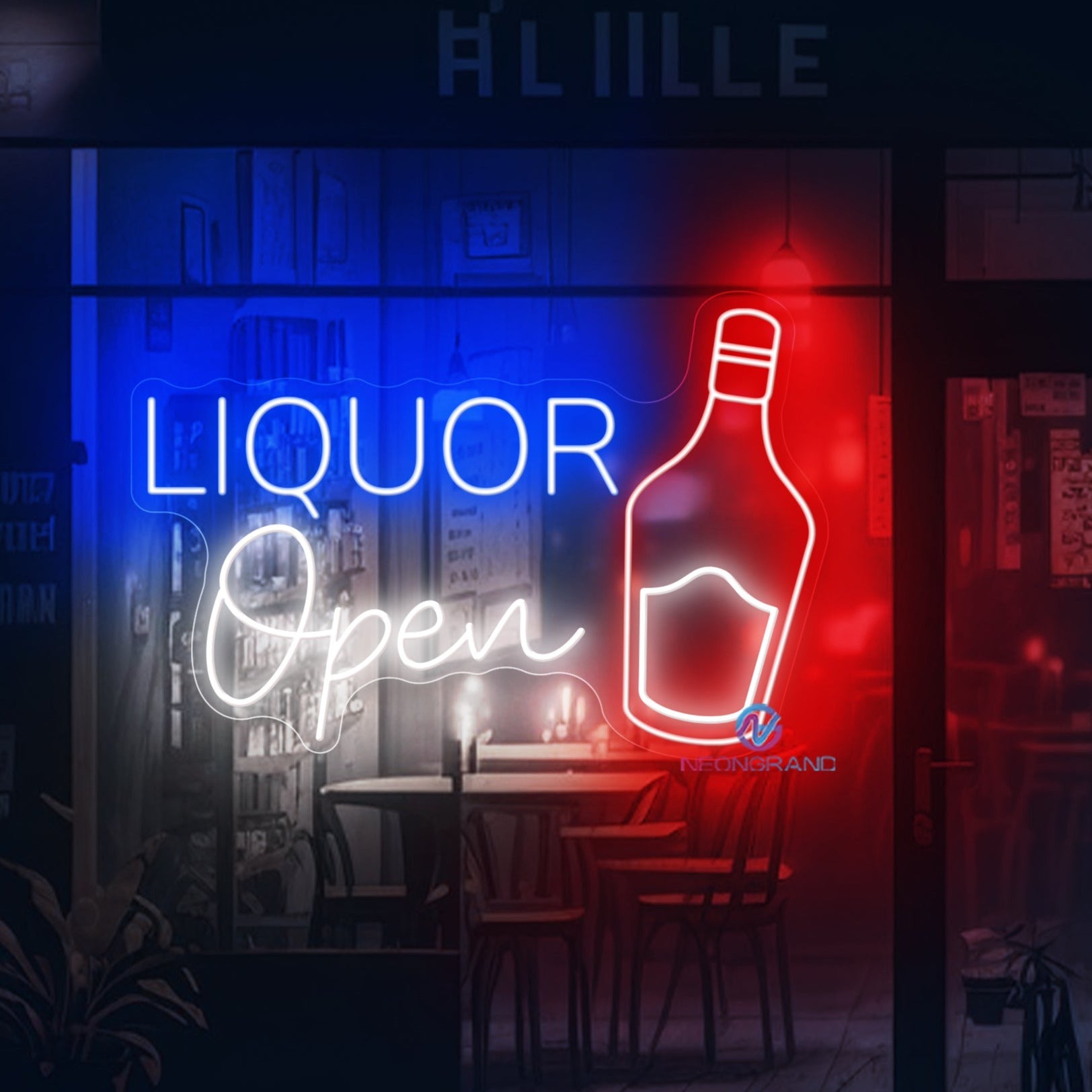 Liquor Open Neon Sign Storefront Led Light - NeonGrand