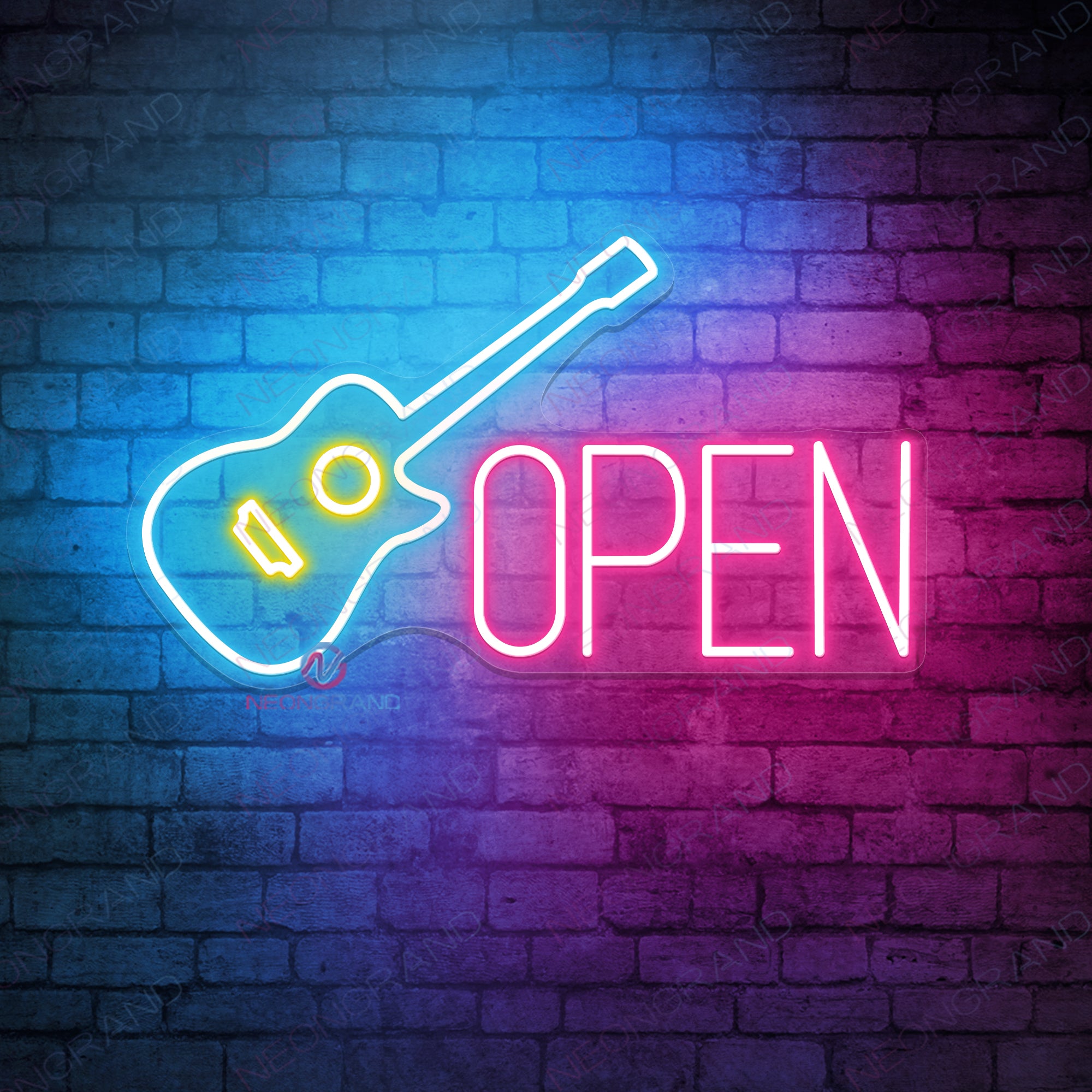 Neon Guitar Open Sign Led Light - NeonGrand