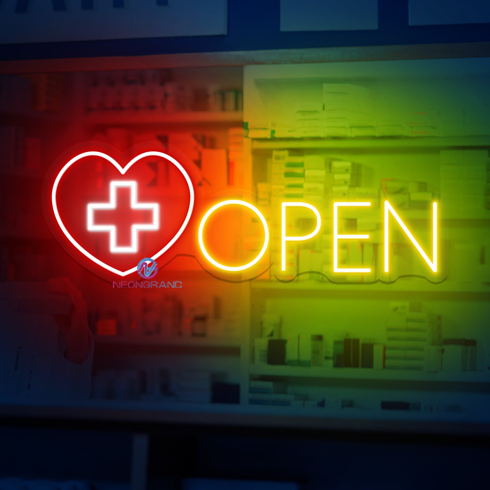 Neon Open Sign Pharmacy Open Led Light - NeonGrand