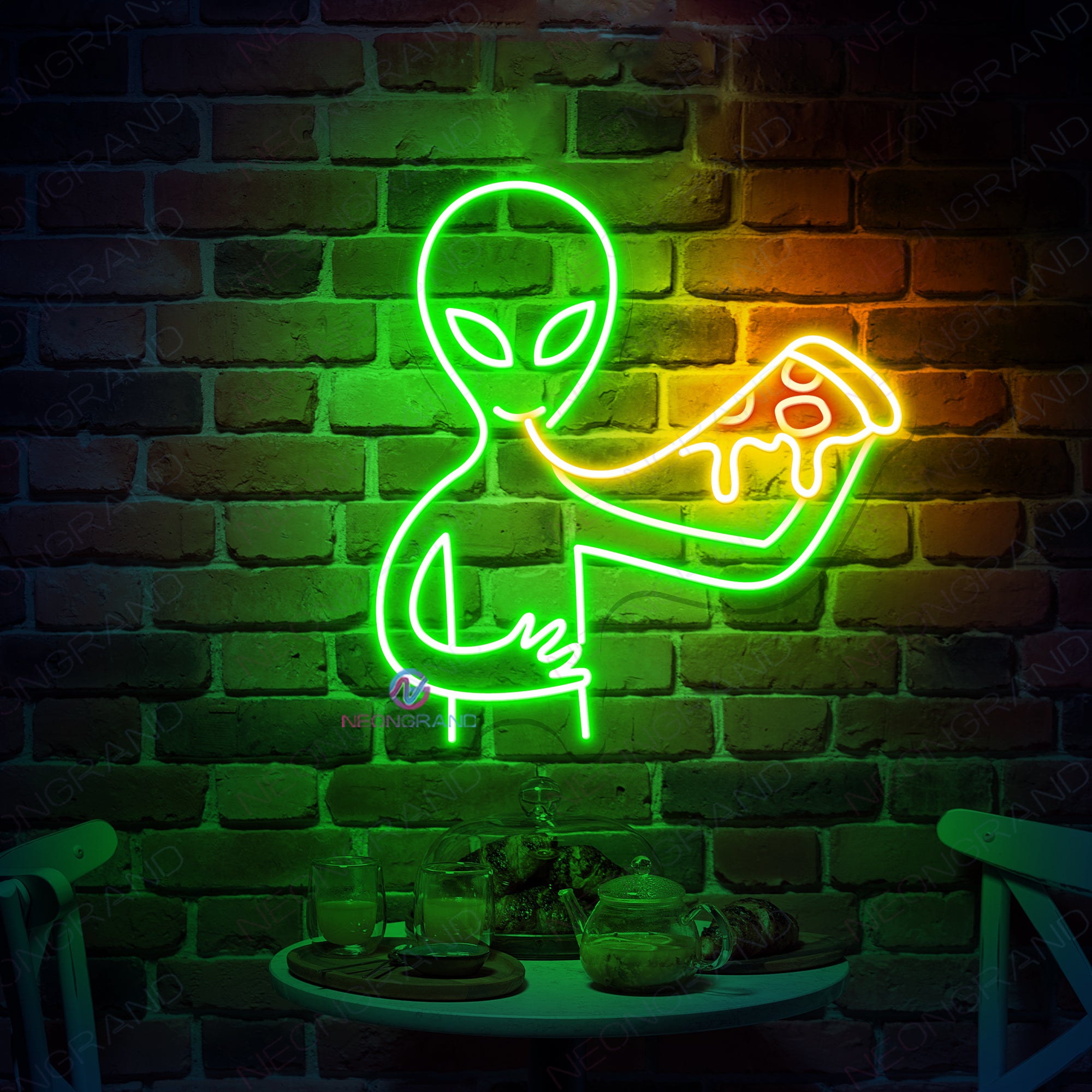 Pizza Neon Sign Alien Led Light For Restaurant - NeonGrand
