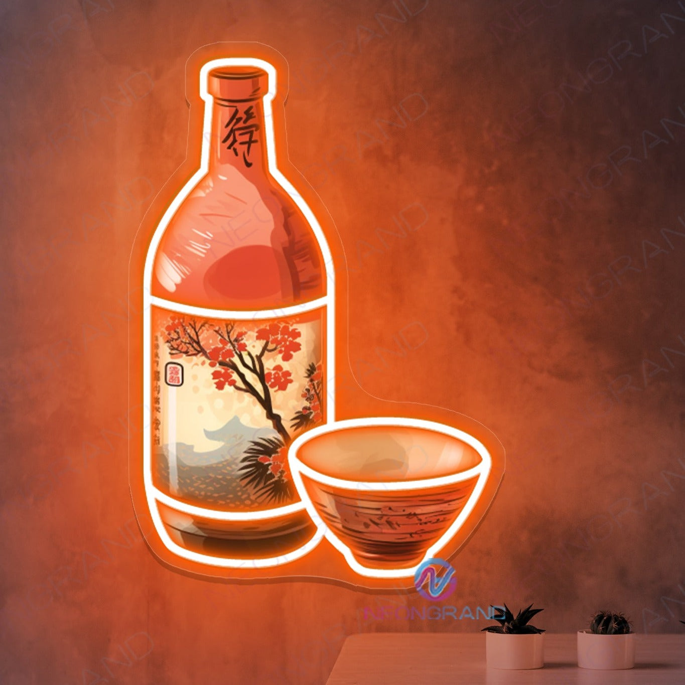 Sake Wine Neon Sign UV Printed Japanese Led Light - NeonGrand