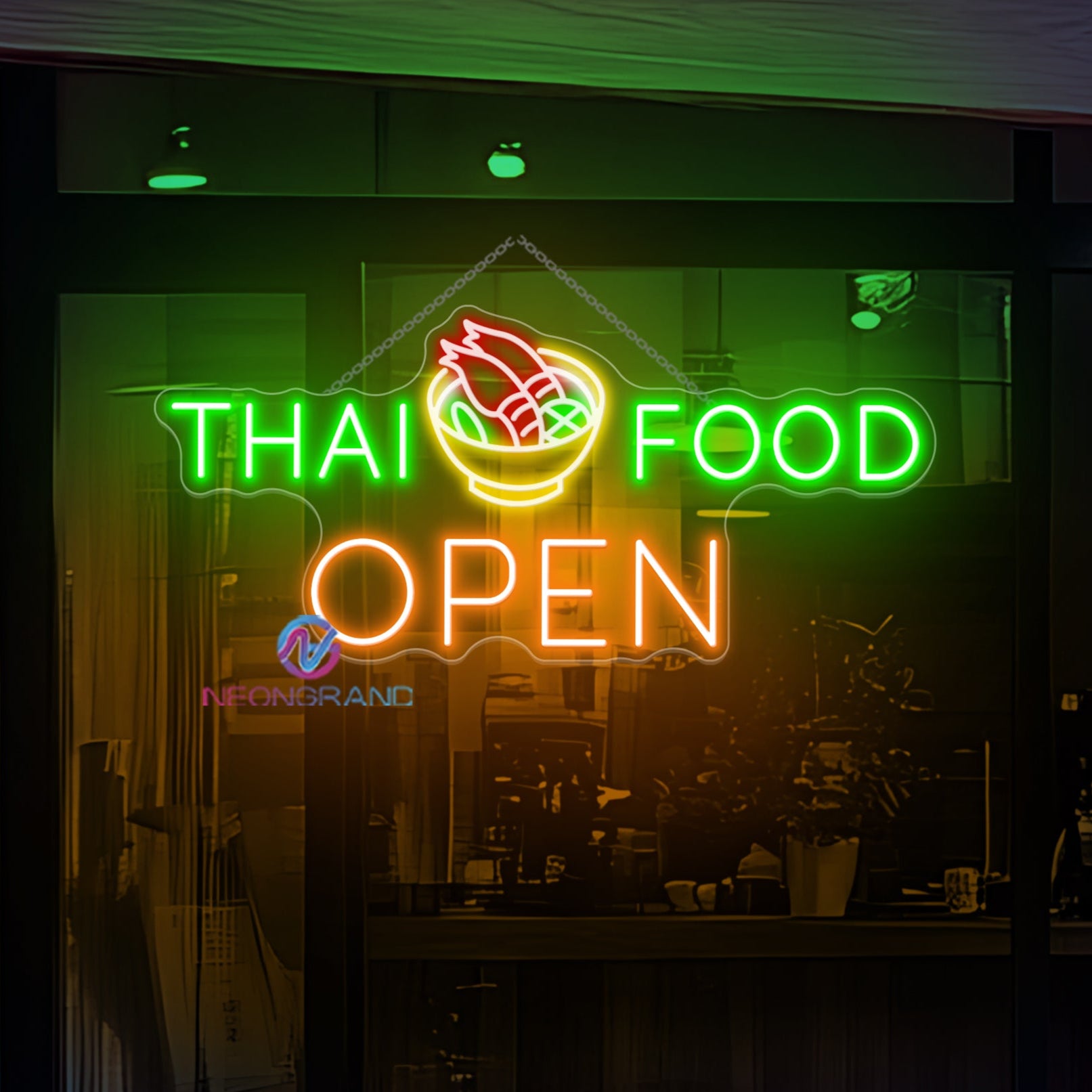 Thai Food Open Neon Sign Storefront LED Light - NeonGrand