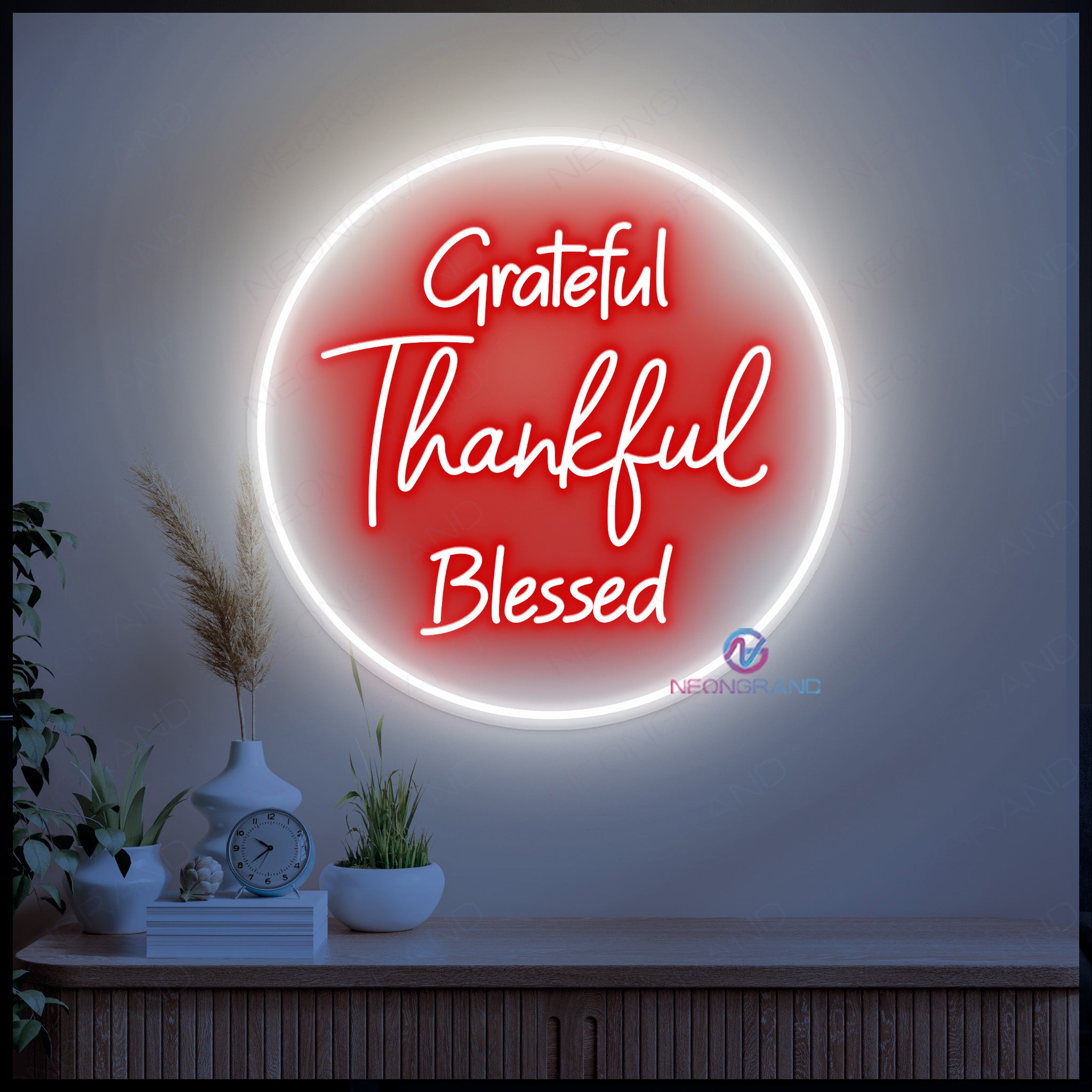 Grateful Thankful Blessed Neon Sign Led Light - NeonGrand