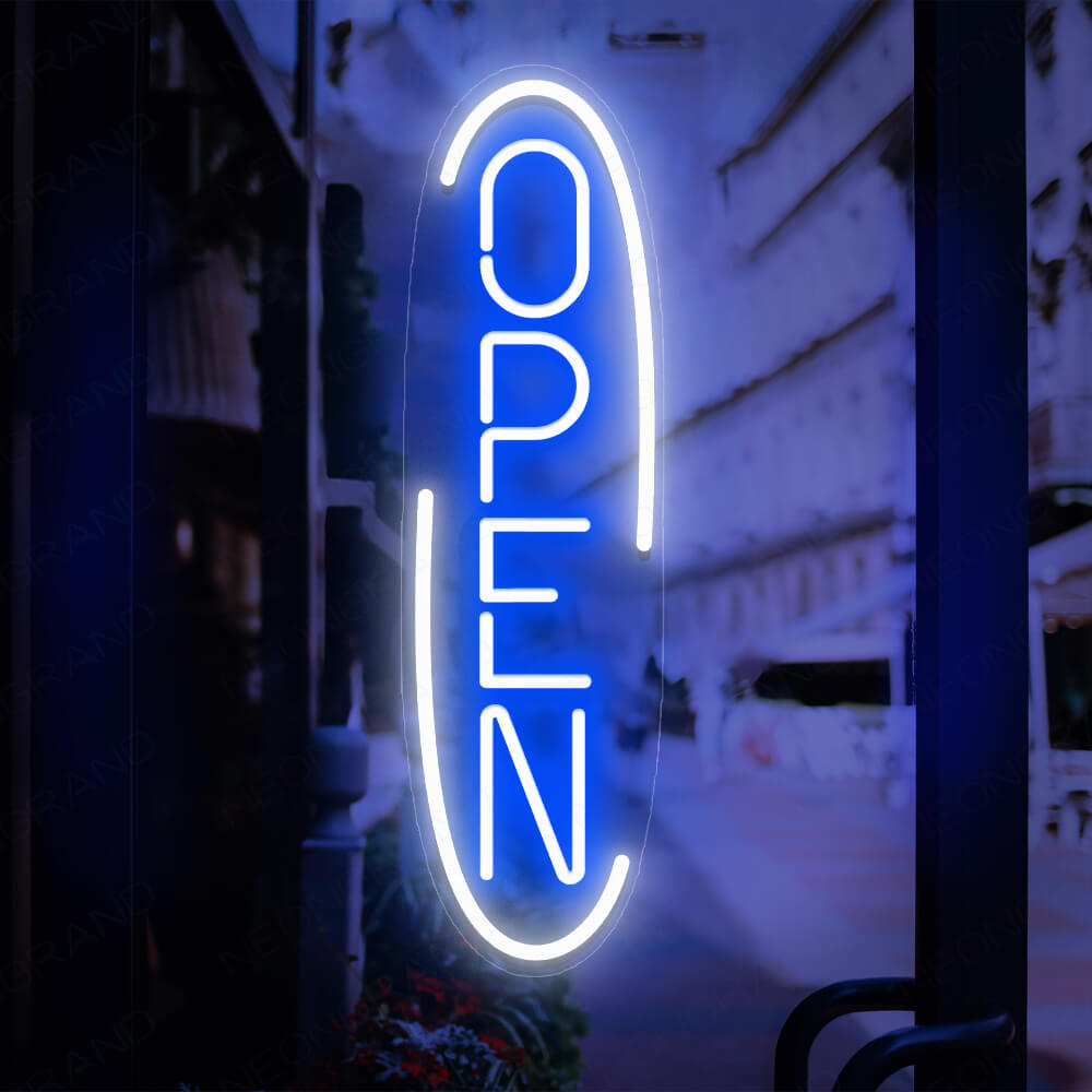 Vertical Neon Open Sign Custom Open With Border Vertical Neon Sign 2